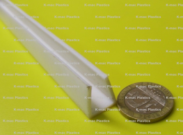 PTFE U Channels, Low Friction, UL94 VO, FDA, 3A, 60 Inch Length
